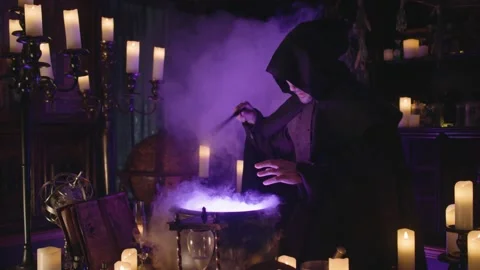 Wizard Casts a Spell and Creates Magic P... | Stock Video | Pond5