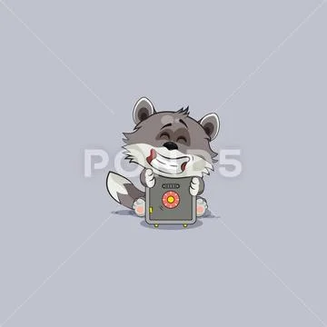 Wolf cub pup sticker emoticon hug safe with money ~ Clip Art #101062583