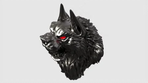 Wolf iron head looking around - 3d rende... | Stock Video | Pond5