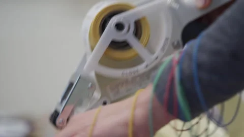 woman applying labels with handheld labe... | Stock Video | Pond5