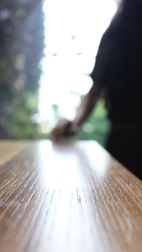 woman are touching table of wooden textu... | Stock Video | Pond5