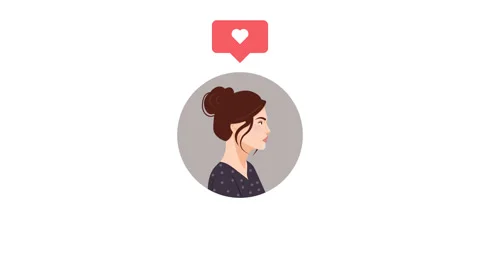 Woman avatar profile portrait with heart... | Stock Video | Pond5