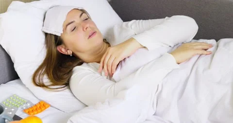 Woman with bad cold, flu or coronavirus ... | Stock Video | Pond5