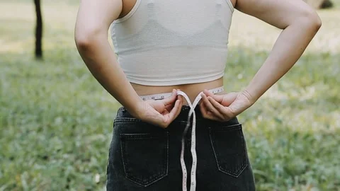 Woman body fat belly. Obese woman hands ... | Stock Video | Pond5