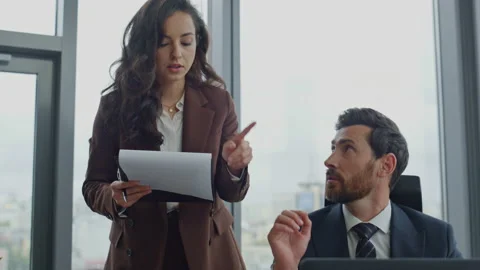 Woman boss giving instructions to employ... | Stock Video | Pond5