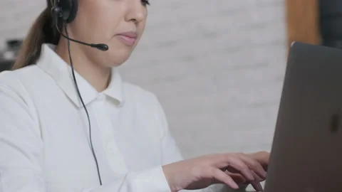 Woman call centre operator, customer sup... | Stock Video | Pond5