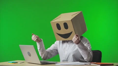 Woman in cardboard box with smiling emoj... | Stock Video | Pond5