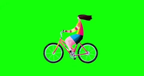 Woman character 2 animated riding a bicy... | Stock Video | Pond5