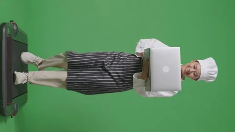 Woman Chef Using A Laptop While Walking ... | Stock Video | Pond5