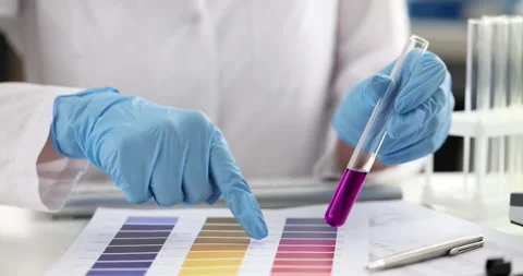 Woman chemist checking acidity of liquid... | Stock Video | Pond5