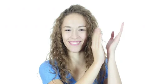 Woman Clapping , White Background | Stock Video | Pond5