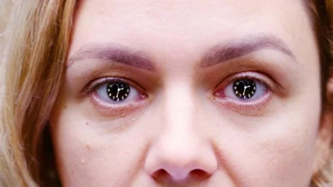 Woman with clock faces and moving hands ... | Stock Video | Pond5