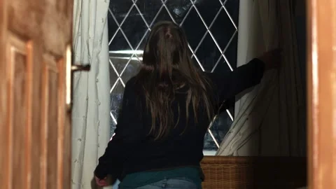 Woman Closing Curtains Stock Videos – Royalty-Free HD & 4K Videos