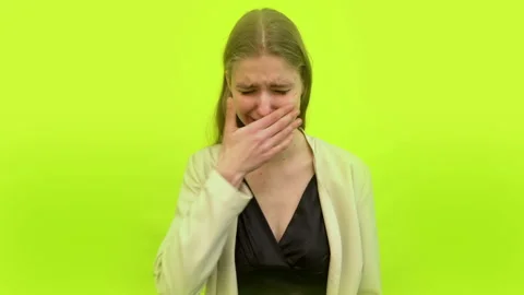 woman crying in space studio on backgrou... | Stock Video | Pond5