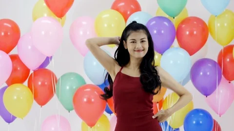 Woman dancing with happy emotion with ba... | Stock Video | Pond5