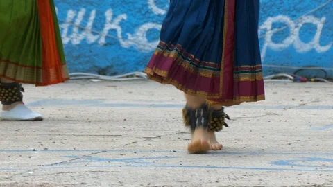 woman dancing indian dance with bells on... | Stock Video | Pond5