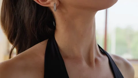 Woman Does Stretching Neck Relaxation Ex... | Stock Video | Pond5