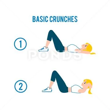 Woman doing crunches in the gym flat cartoon vector illustration ...
