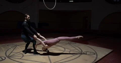 Woman is doing an upside down split whil... | Stock Video | Pond5