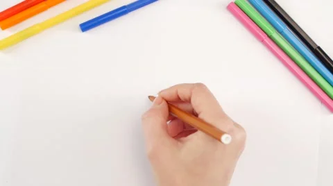 Woman drawing the box using red felt-tip... | Stock Video | Pond5