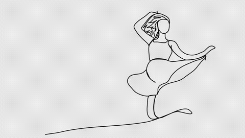 Woman in dress jumps, one line drawing a... | Stock Video | Pond5
