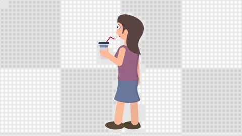 Woman drinks soda. Animation of drinking... | Stock Video | Pond5