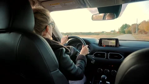 Woman Driver Turning Steering Wheel In C... | Stock Video | Pond5