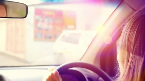 Woman driving car in slowmotion. Vintage... | Stock Video | Pond5