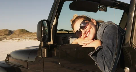 Woman enjoying free time during road tri... | Stock Video | Pond5