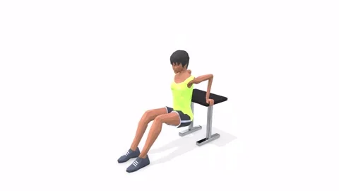 Woman exercise animation chair push ups | Stock Video | Pond5