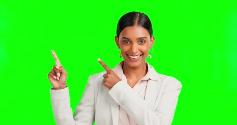 Woman, face and pointing with green scre... | Stock Video | Pond5