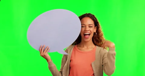 Woman, face and pointing to speech bubbl... | Stock Video | Pond5