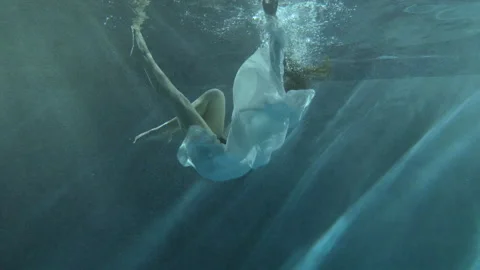 Woman Falling In Pool Underwater | Stock Video | Pond5
