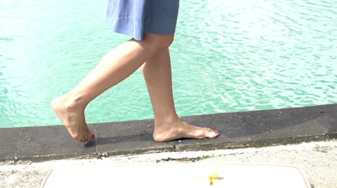 Girl Feet In Swimming Pool Slow Movement Stock Video Footage | Royalty ...