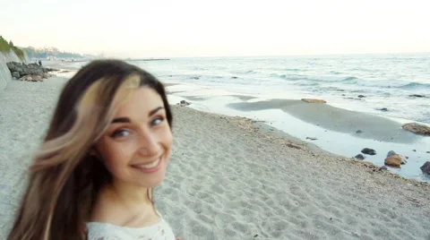 Woman with follow me concept, cute girl ... | Stock Video | Pond5