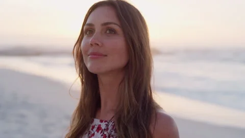 Woman, freedom and peace with view of be... | Stock Video | Pond5