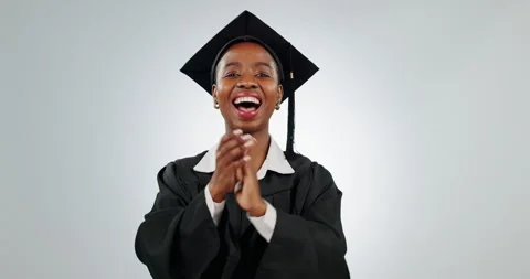 Woman, graduation and clap portrait of a... | Stock Video | Pond5