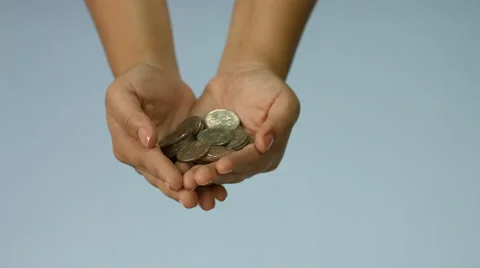 woman hands show quarter dollar coins | Stock Video | Pond5