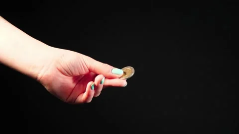 The woman holds out her hand 4k. Donatio... | Stock Video | Pond5