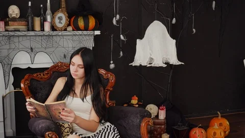 Woman in horrifying Death Ripper costume... | Stock Video | Pond5