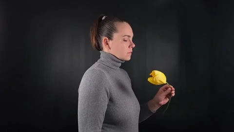 A woman interacting with an object isola... | Stock Video | Pond5