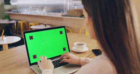 Woman, laptop and green screen typing at... | Stock Video | Pond5