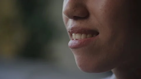 Woman Lips Talking Close Up Side View | Stock Video | Pond5