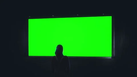 Woman Looking Green Screen Dark Room Pan... | Stock Video | Pond5