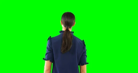 Woman looking at invisible screen agains... | Stock Video | Pond5