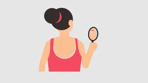 Woman with a mirror. Animation of lookin... | Stock Video | Pond5