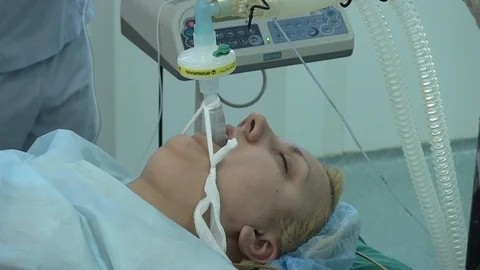 woman on the operating table. oxygen tub... | Stock Video | Pond5