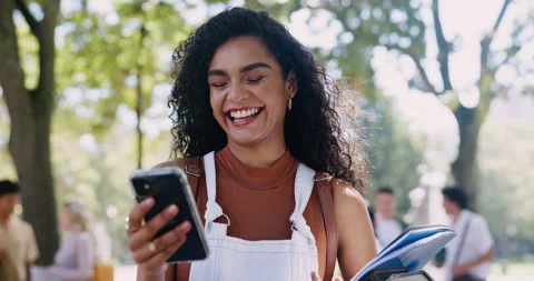 Woman, phone or smile at internet, meme ... | Stock Video | Pond5