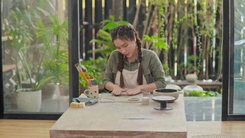Woman in Process of Sculpting Clay Figur... | Stock Video | Pond5