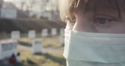 Woman with protective face mask crying a... | Stock Video | Pond5